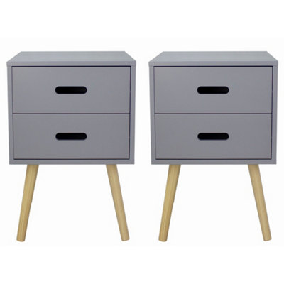 Woodluv Set of 2 MDF Bedside Side Table Storage Unit With 2 Drawers ...