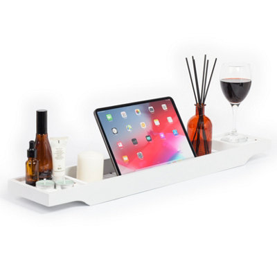 Woodluv Slimline Bamboo Bathtub Caddy Tray Bridge Wooden Bath Rack ...