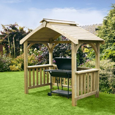 Woodshaw Appleton Barbecue BBQ Shelter Wooden Garden Arbour Gazebo Pergola