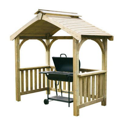 Woodshaw Appleton Barbecue BBQ Shelter Wooden Garden Arbour Gazebo Pergola