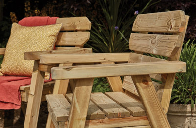 Woodshaw Hamtpon Wooden Companion Love Seat Garden Double Chair Bench 2 ...