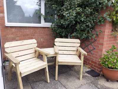 Woodshaw Hamtpon Wooden Companion Love Seat Garden Double Chair Bench 2 ...