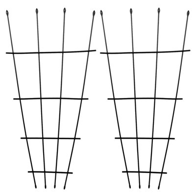 Woodside 1.2m Metal Garden Fan Trellis, Decorative Plant/Flower Pot ...