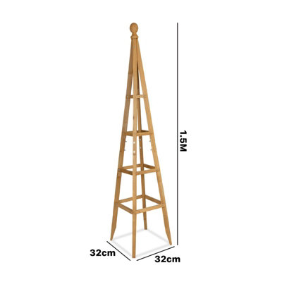 Woodside 1.5M Wooden Garden Obelisk Pyramid Plant Support Trellis ...