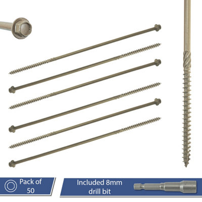 Woodside 250mm Hex Head Exterior Decking/Landscaping Fixing Screws ...