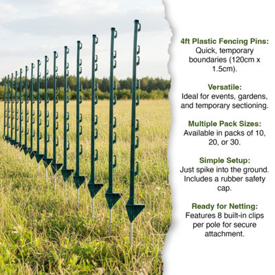 WOODSIDE 4FT TALL ELECTRIC FENCING FENCE POSTS HORSE PADDOCK STAKES POLES