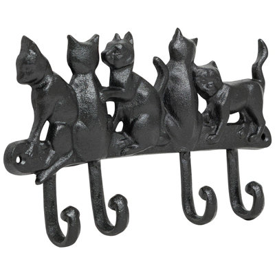 Woodside Cast Iron Cat Wall Hanger Four Hooks | DIY at B&Q