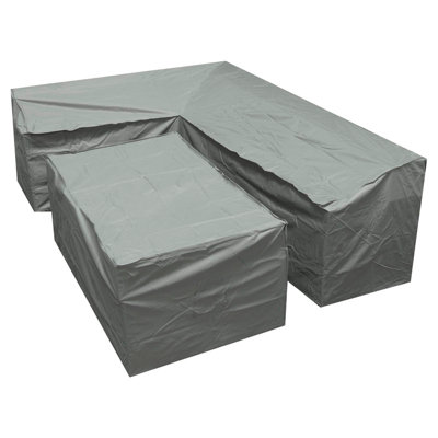 Woodside Grey L Shape Outdoor Dining Waterproof Patio Set Cover Rattan ...