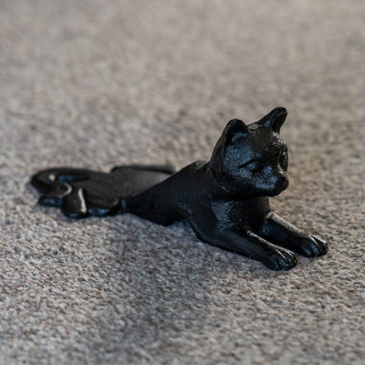 Woodside Heavy Duty Cast Iron Decorative Cat Door Wedge Stop, Doorstop