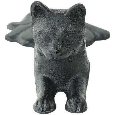 Woodside Heavy Duty Cast Iron Decorative Cat Door Wedge Stop, Doorstop