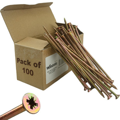 Woodside M6 x 150mm Long Wood Screws 100 Pack Timber Fixings
