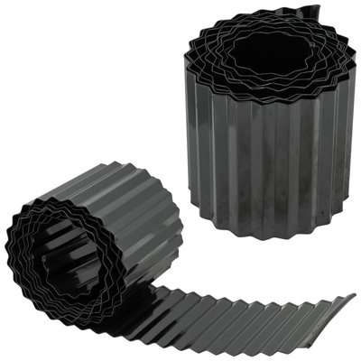 Woodside Metal Garden Border Edging 5m x 16.5cm Decorative Black Finish ...