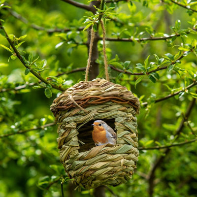 WOODSIDE NATURAL HANGING GARDEN BIRD BOX/NEST/HOUSE FOR SMALL BIRDS ...