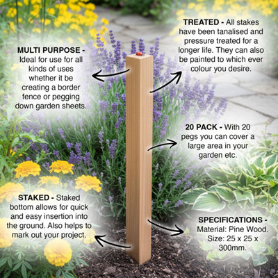 Woodside Square Wooden Fencing Stakes