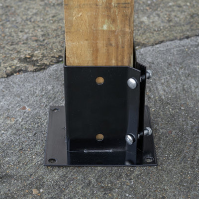 Woodside Steel Bolt Down Fence 100mm Timber Post Holder/Support Base ...