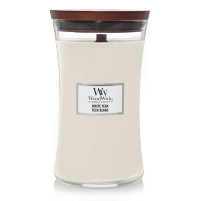 WoodWick Candle White Teak Large Hourglass