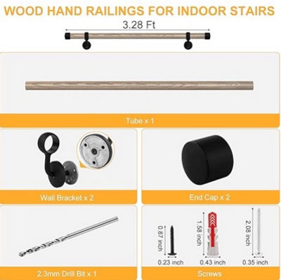 Woodworx Premium - Driftwood - 3.6m Indoor Stair Handrail Kit - Easy ...