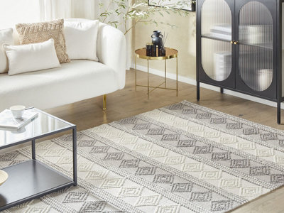 Buy Wool Area Rug 160 x 230 cm Beige and Grey BOZOVA at B&Q