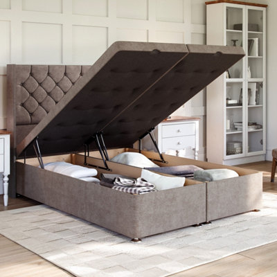 Wool Bronze Ottoman Divan 2FT6 Small Single Side Lift Ottoman ...