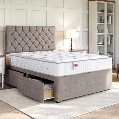 Wool Bronze Platform Top Divan Bed Base 4FT6 Double with Large End ...