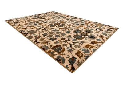 Wool carpet OMEGA AMALFI flowers kamel brown 170x235 cm