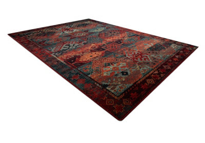 Wool carpet OMEGA AVAR Frame, diamonds, oriental - ruby 235x350 cm