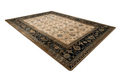 Wool carpet OMEGA AVILA Ornament frame cognac brown 200x300 cm