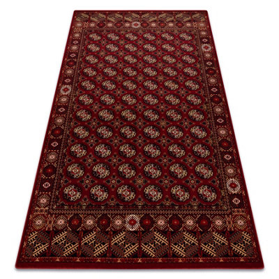 Wool carpet OMEGA BUCHARA frame, circles ruby 170x235 cm