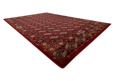 Wool carpet OMEGA BUCHARA frame, circles ruby 200x300 cm