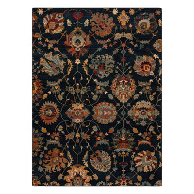 Wool carpet OMEGA LATICA flowers dark blue 235x350 cm