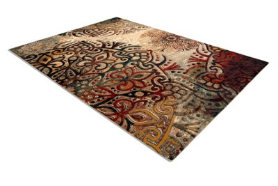Wool carpet POLONIA Boho rosette red 300x400 cm