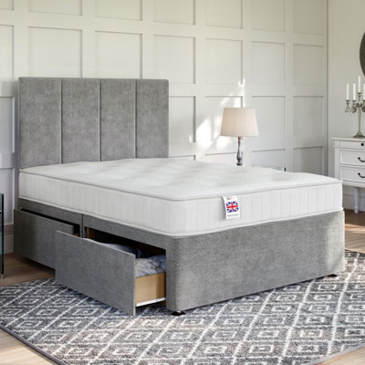 WOOL CLAY PLATFORM TOP DIVAN BED BASE ONLY 5FT KING SIZE WITH 4 DRAWERS
