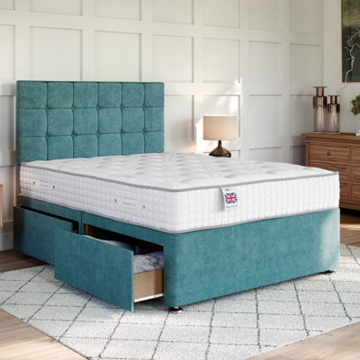 Wool Jade Platform Top Divan Bed Base 4FT Small Double with 2 Drawers ...