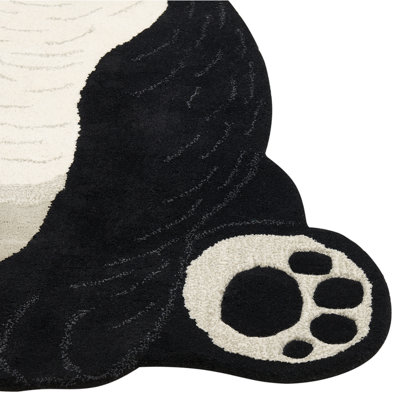 Wool Kids Rug Panda 100 x 160 cm Black and White JINGJING