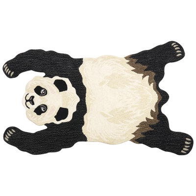 Wool Kids Rug Panda 100 x 160 cm White and Black JINGKING | DIY at B&Q