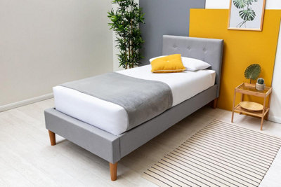 Wootton Scandi Style Upholstered Grey Single Bed Frame 3ft