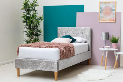 Wootton Silver Crushed Velvet Single Bed Frame 3ft