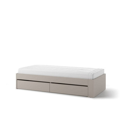 WOOW 12 EU SINGLE BED IN BEIGE - EXTENDABLE BED WITH STORAGE DRAWERS