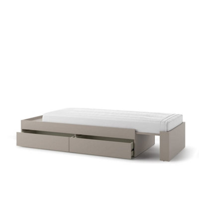 WOOW 12 EU SINGLE BED IN BEIGE - EXTENDABLE BED WITH STORAGE DRAWERS