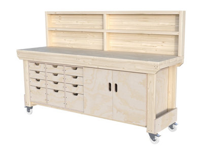 Workbench MDF top, large heavy-duty table (H-90cm, D-120cm, L-150cm ...