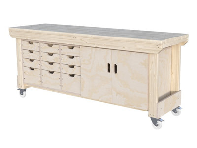 Workbench MDF top, large heavy-duty table (H-90cm, D-120cm, L-150cm ...