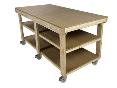 Workbench MDF top, large heavy-duty table (H-90cm, D-120cm, L-210cm ...