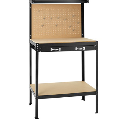 Workbench with pegboard, 2 shelves, 1 large drawer, 12 hooks 81 x 41 x ...