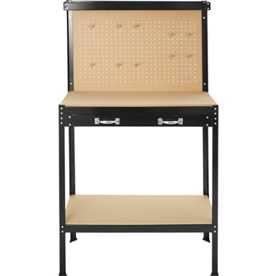 Workbench with pegboard, 2 shelves, 1 large drawer, 12 hooks 81 x 41 x ...