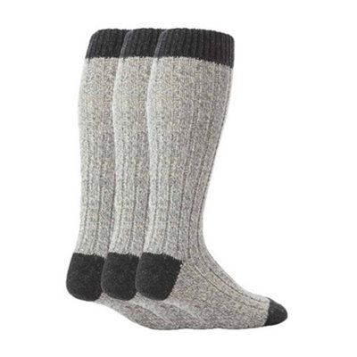 Workforce - 3 Pairs Mens Extra Long Wool Boot Socks 6-11 Grey