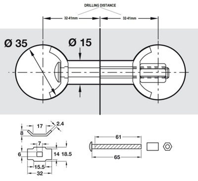 Worktop Connector Bolts Length M6x65mm Galvanized Steel Kitchen ...