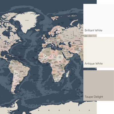 World Map Mural In Dark (300cm x 240cm)