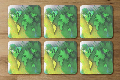 World map yellow and green (Coaster) / Default Title