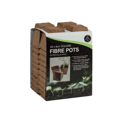 Worth Gardening 48 x 8cm Square Fibre Pots