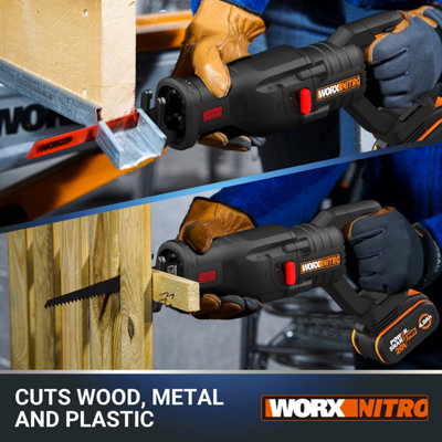 WORX 20V Cordless Brushless Reciprocating Saw with quick change blade ...